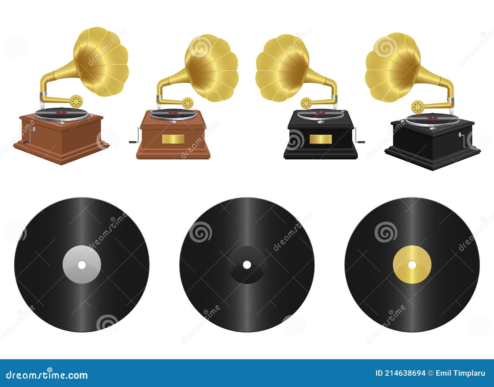Realistic Gramophone Vector Design Illustration Isolated on White ...