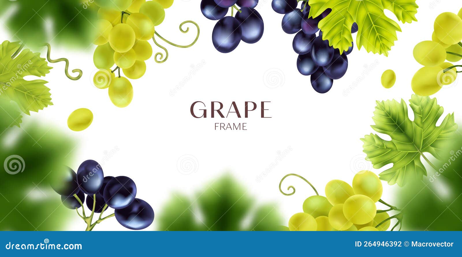 Realistic Grape Frame Composition Stock Vector - Illustration of drink ...
