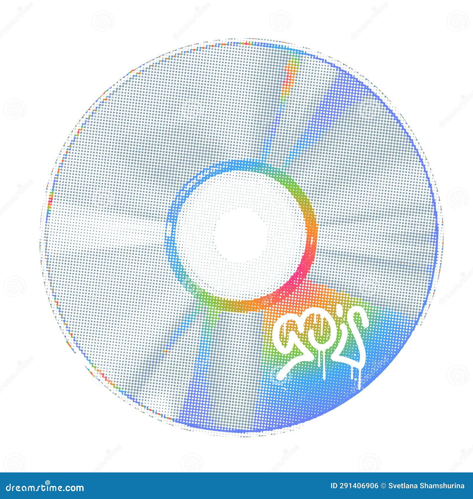 Realistic Graphic Musical CD or DVD in Retro Halftone Style. Concentric ...