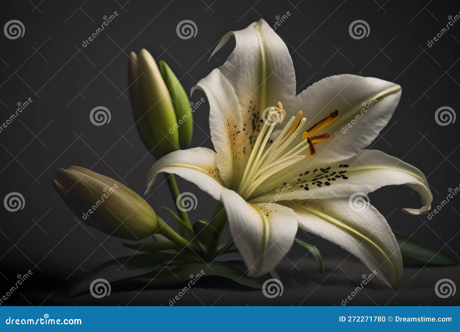Realistic Graphics of Spring Lilies on a White Background. Stock ...