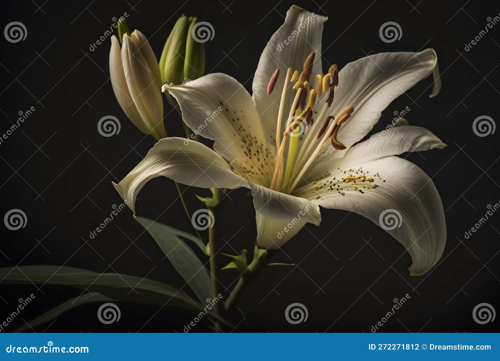 Realistic Graphics of Spring Lilies on a White Background. Stock ...