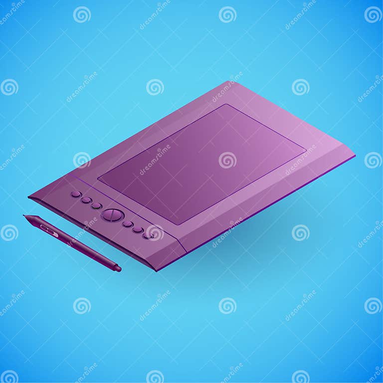 Realistic Graphics Tablet in Isometry. Vector Isometric Illustration of ...