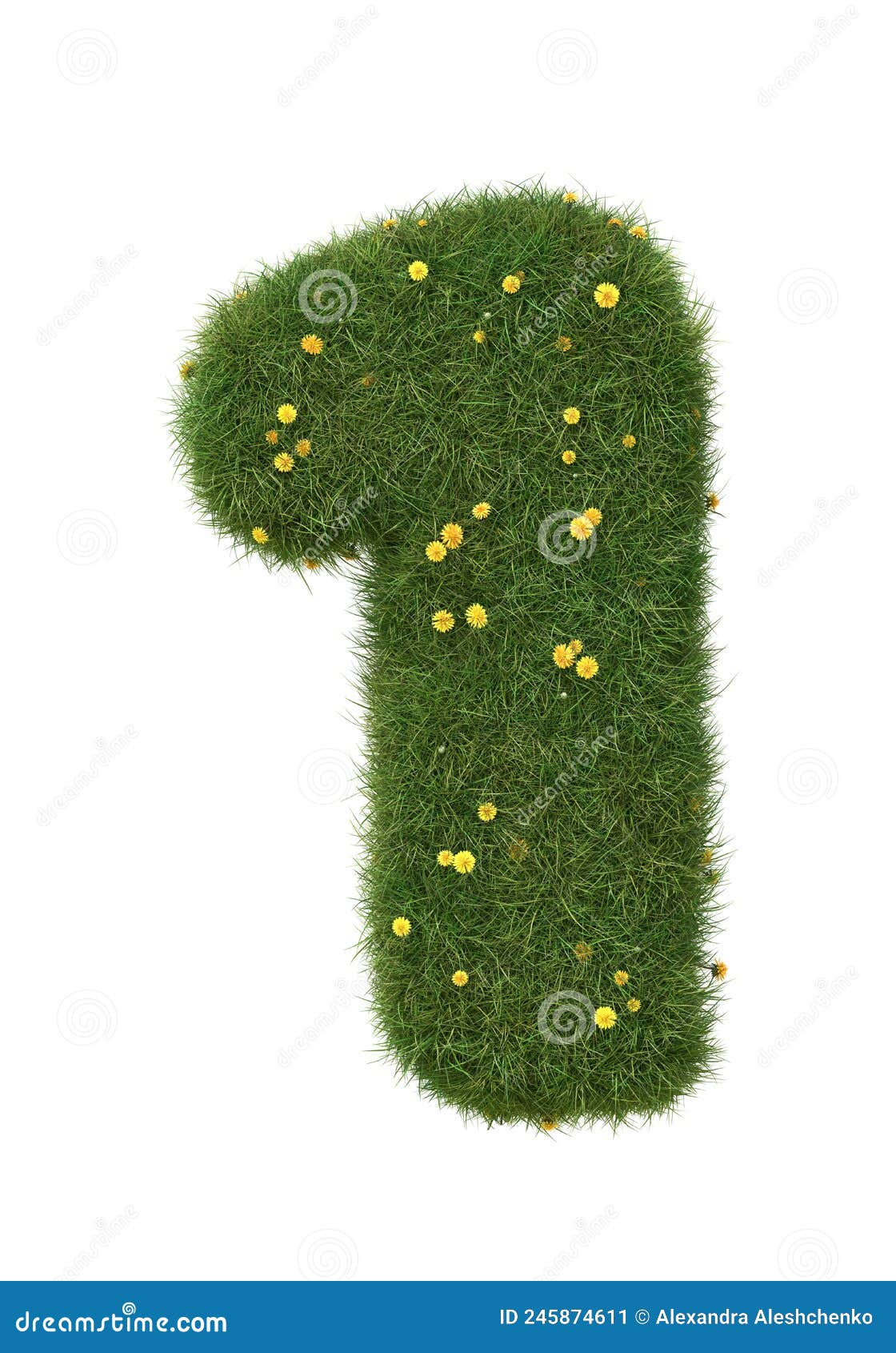 Grass Numbers 1 2 3 4. Green Numbers One, Two, Three, Four Isolated On ...