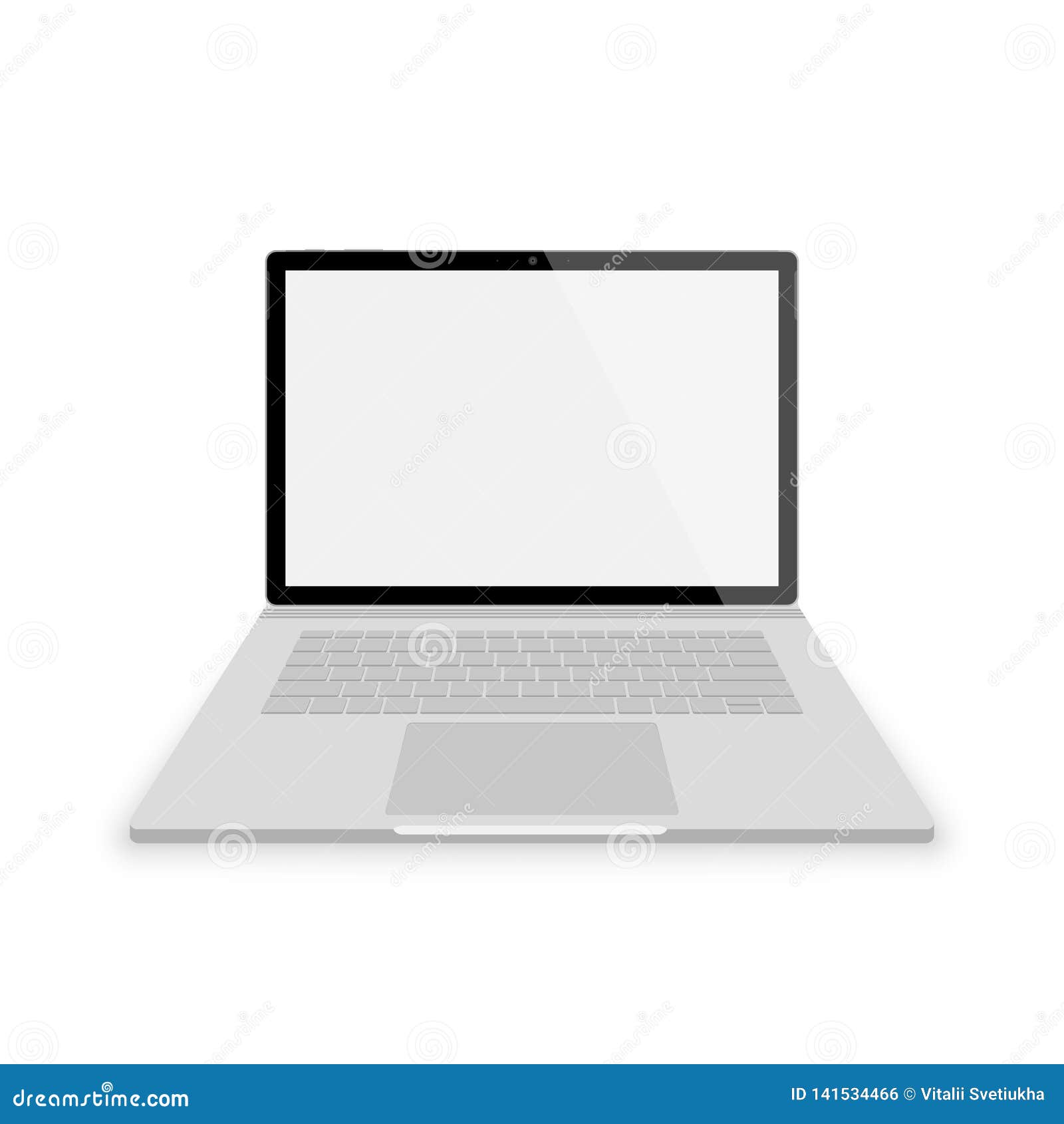 Realistic Gray Laptop Front View. Vector Illustrations Isolated on ...