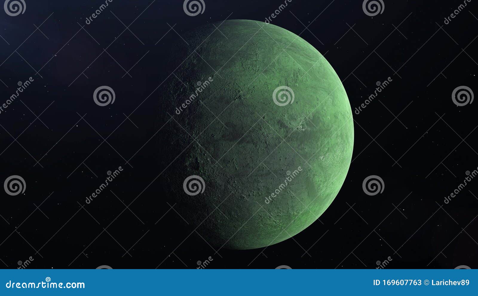 Realistic Green Alien Planet in the Outer Space, 3d Rendering Stock ...
