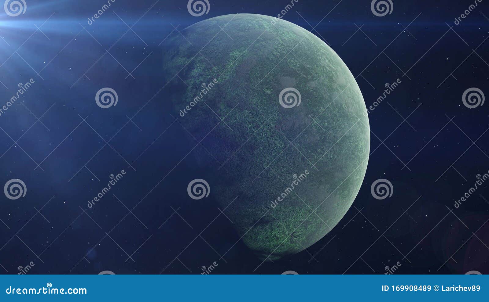 Realistic Green Alien Planet in the Outer Space, 3d Rendering Stock ...