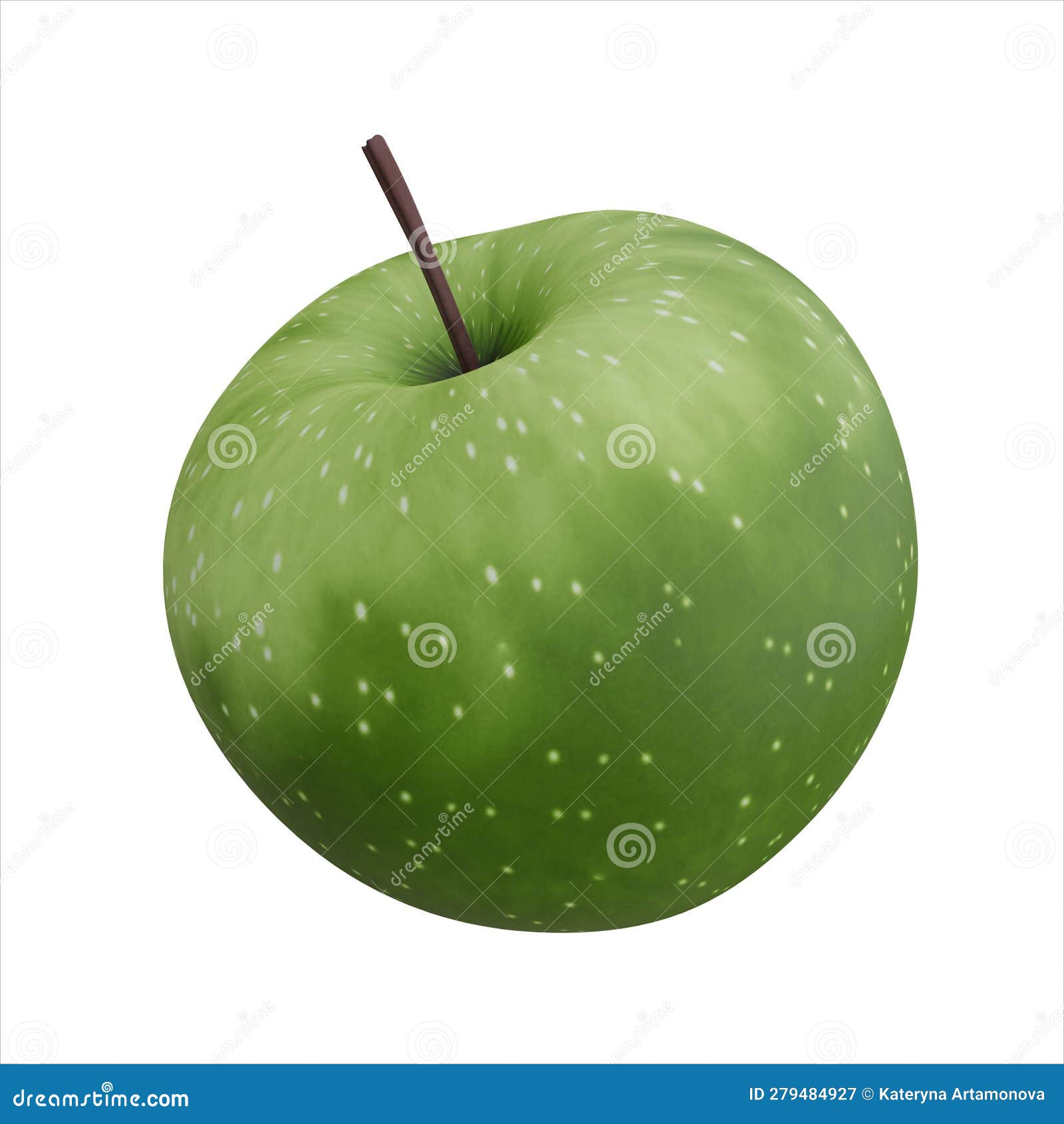 Realistic Green Apple 3D Render. Isolated on White Background Stock ...