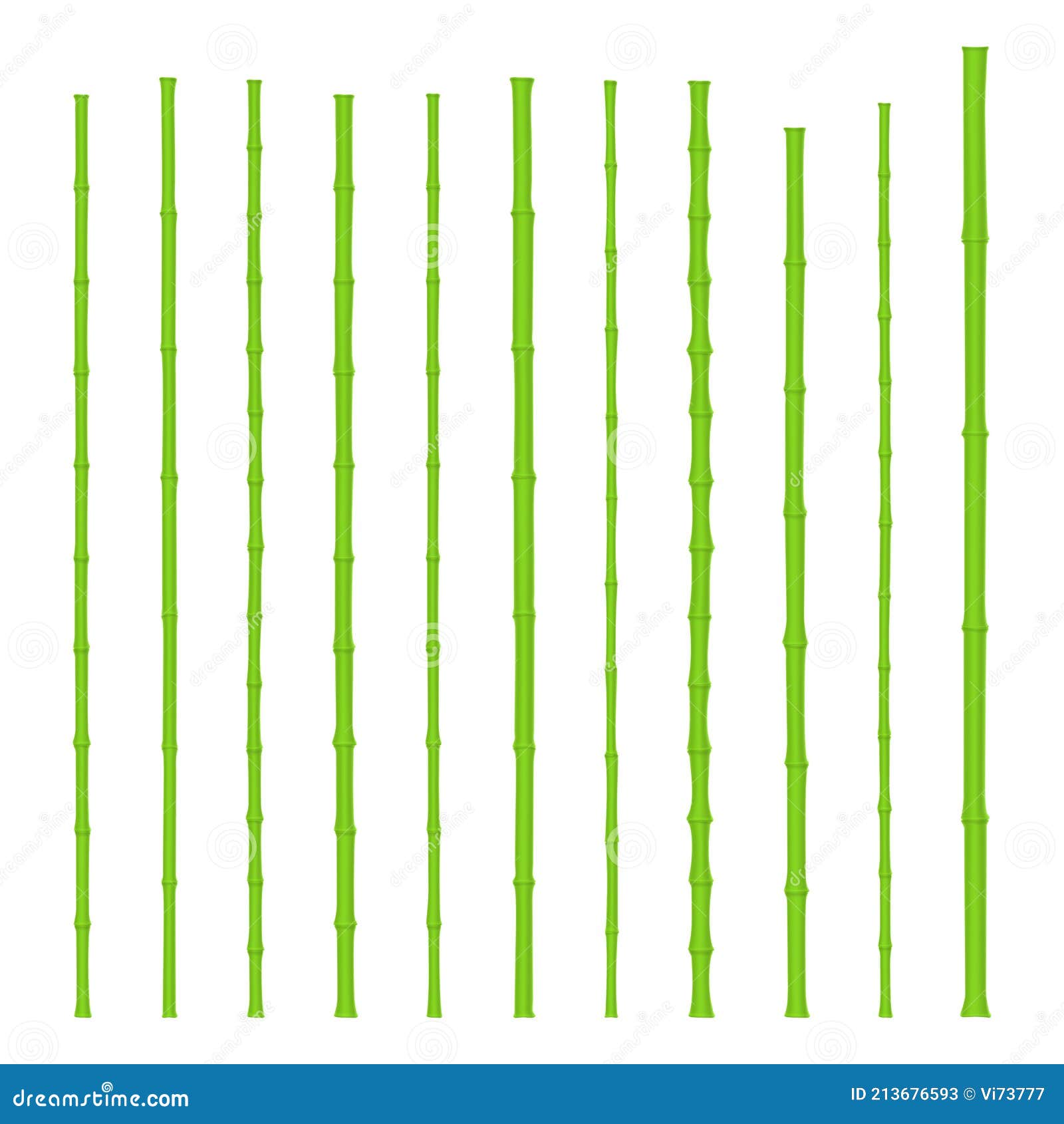 Realistic Green Bamboo Sticks Set. Vector Illustration. Stock Vector ...