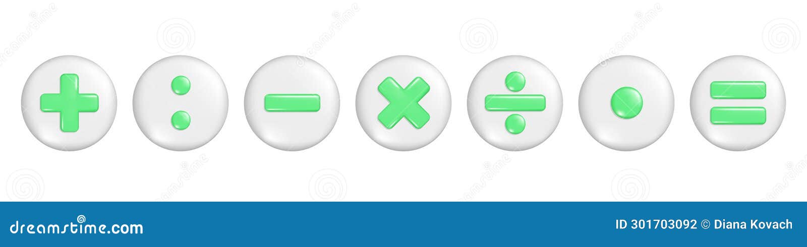 Realistic Green 3d Plus, Minus, Multiply, Division and Equal Sign on ...