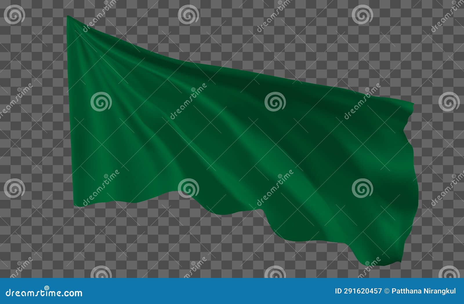 Realistic Green Flag Flying on Grey Checkered Background Vector Stock ...