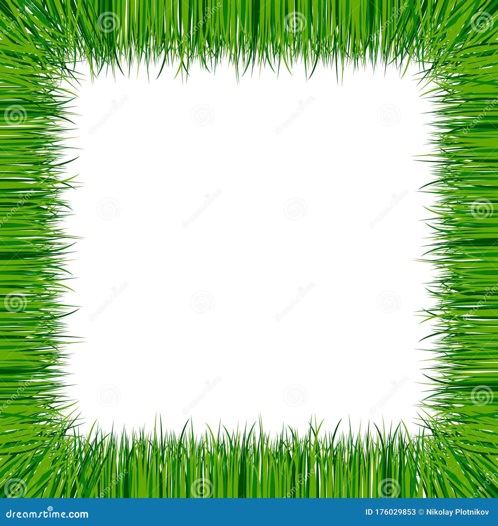 Realistic Green Grass Frame Isolated on White. Vector Illustration ...