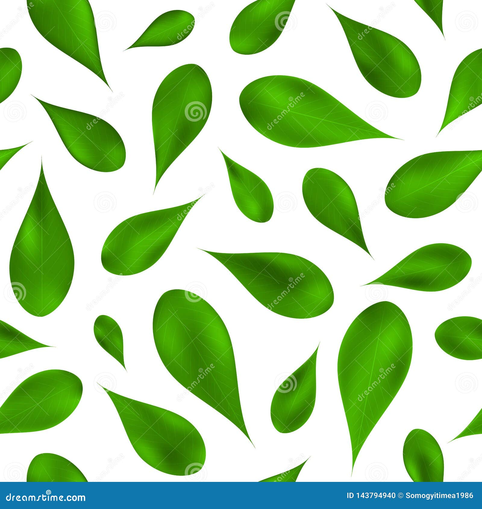 Realistic Green Leafs Seamless Pattern Stock Vector - Illustration of ...