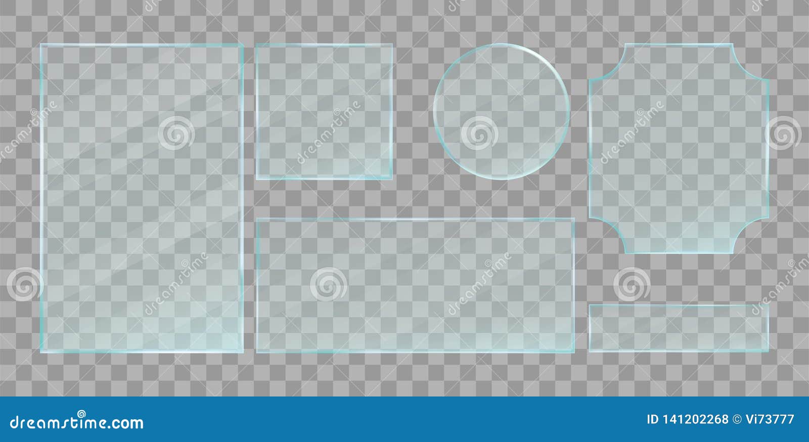 Realistic Green Transparent Glass Plates Set. Vector Design Elements ...