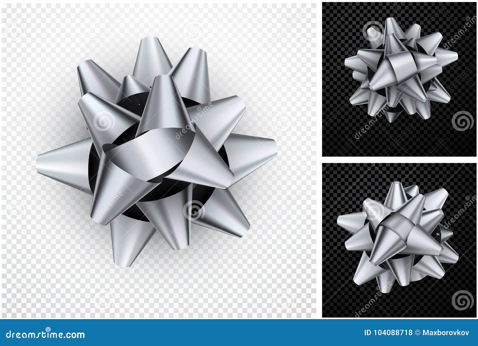 Realistic Grey Bow for Gift. Stock Vector - Illustration of colorful ...