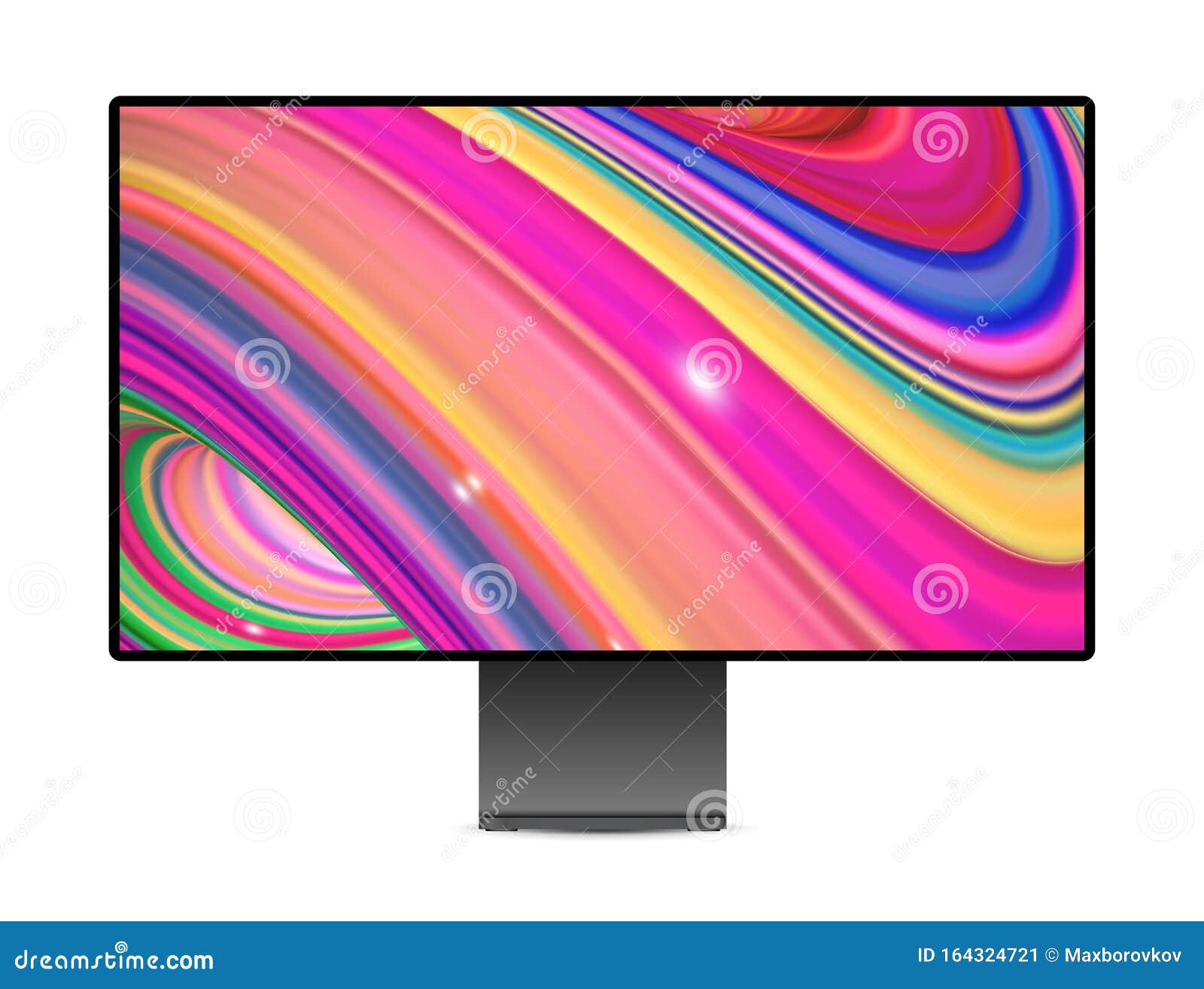 Realistic Grey Display Mockup with 3D Rendered Flow Digital Art in ...