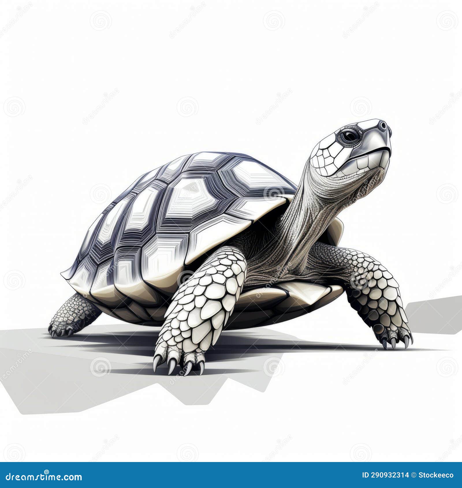 Realistic Grey Tortoise Drawing with Surrealistic Elements Stock ...