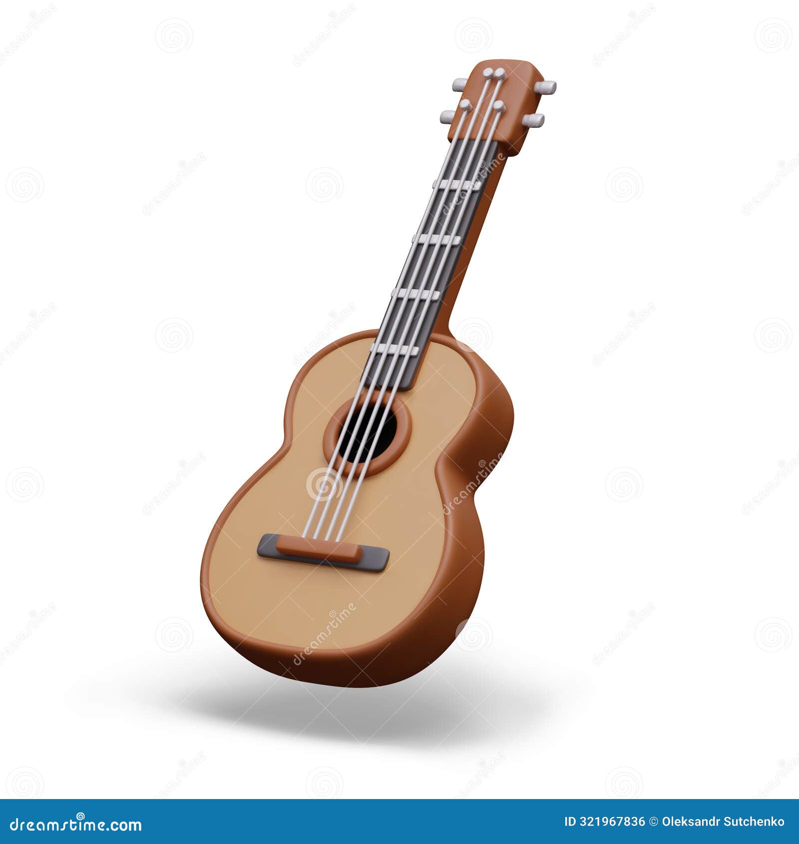 Realistic Guitar on White Background. Stringed Musical Instrument Stock ...