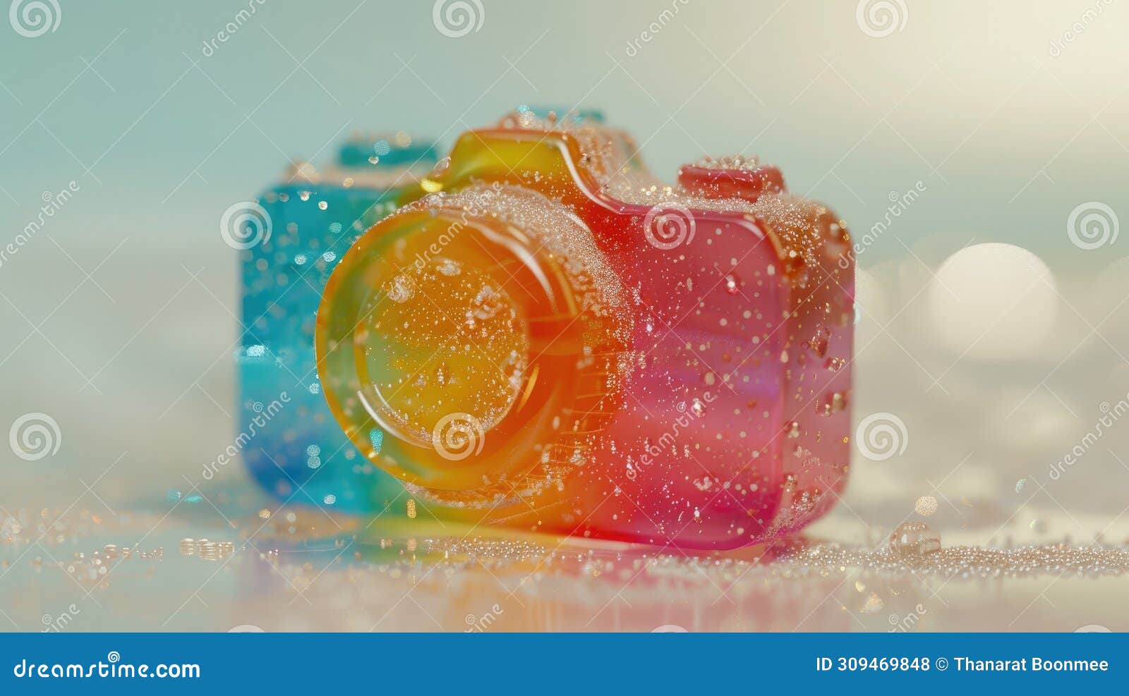 Realistic Gummy Candy Shaped Like a Camera, Featuring Three Colors ...