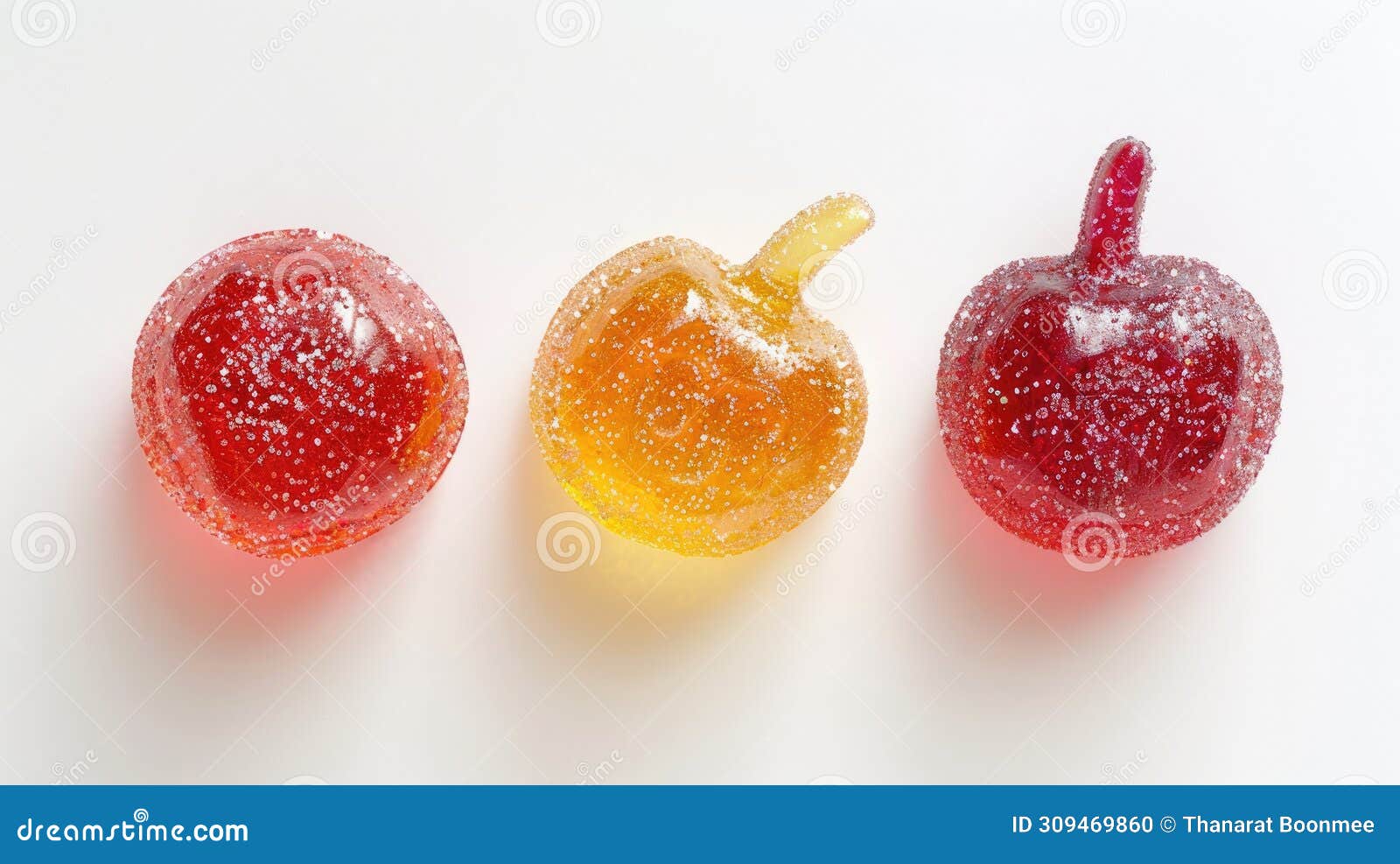 Realistic Gummy Candy Shaped Like a Cherry, Featuring Three Colors ...