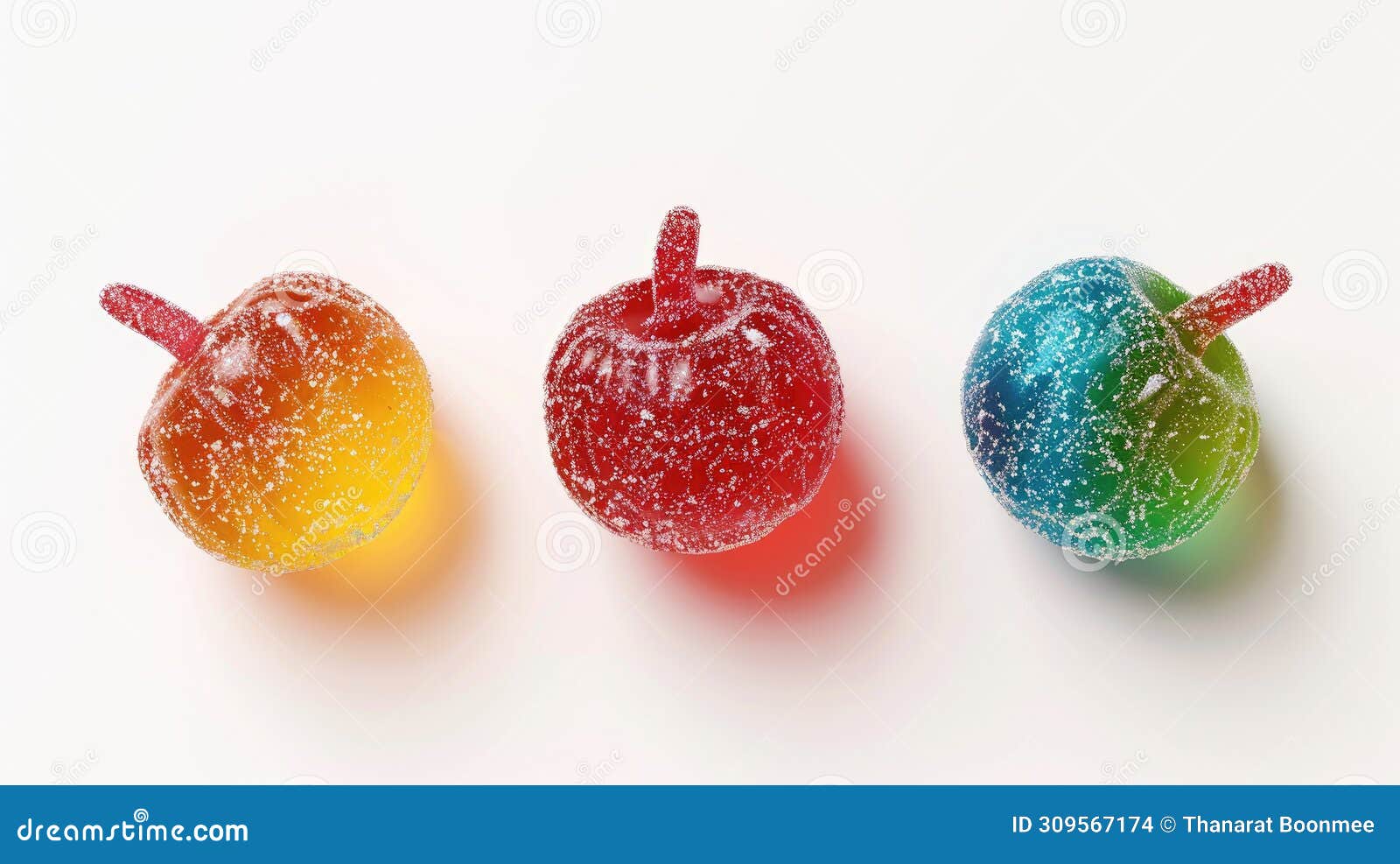 Realistic Gummy Candy Shaped Like a Cherry, Featuring Three Colors ...