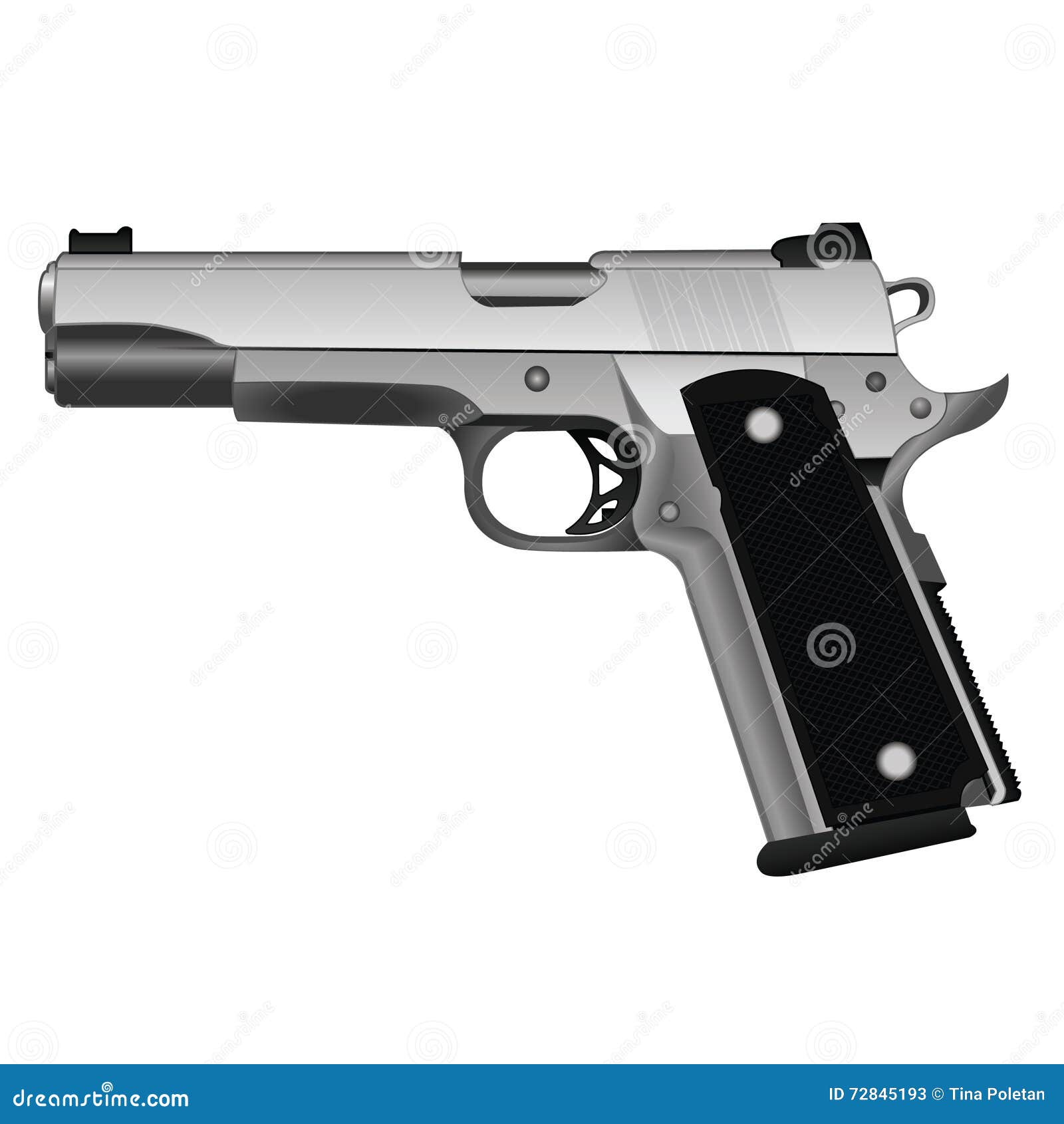 Realistic gun stock illustration. Illustration of symbol - 72845193