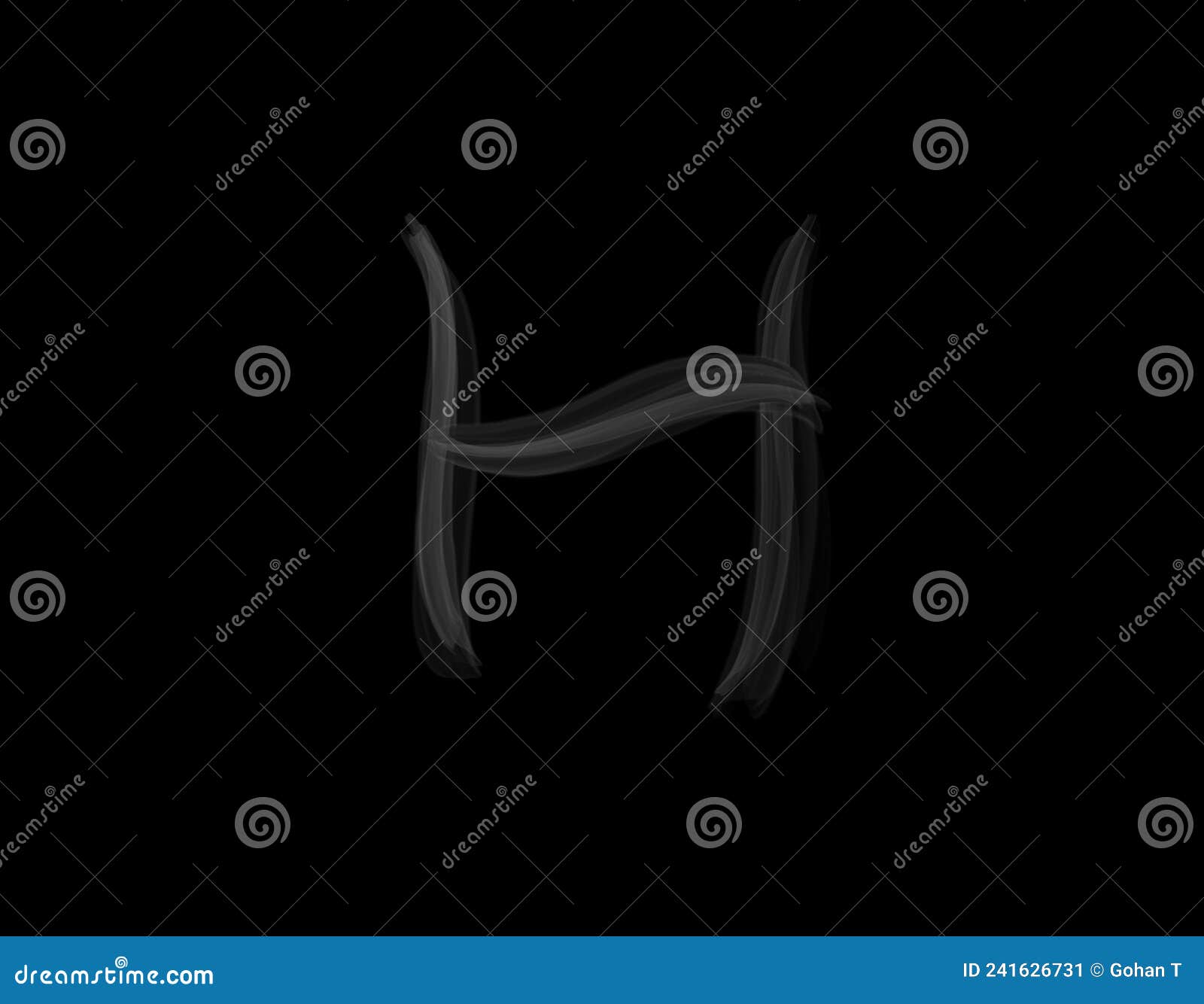 Realistic H Alphabet Shape of Smoke Spreading on Dark Background Stock ...