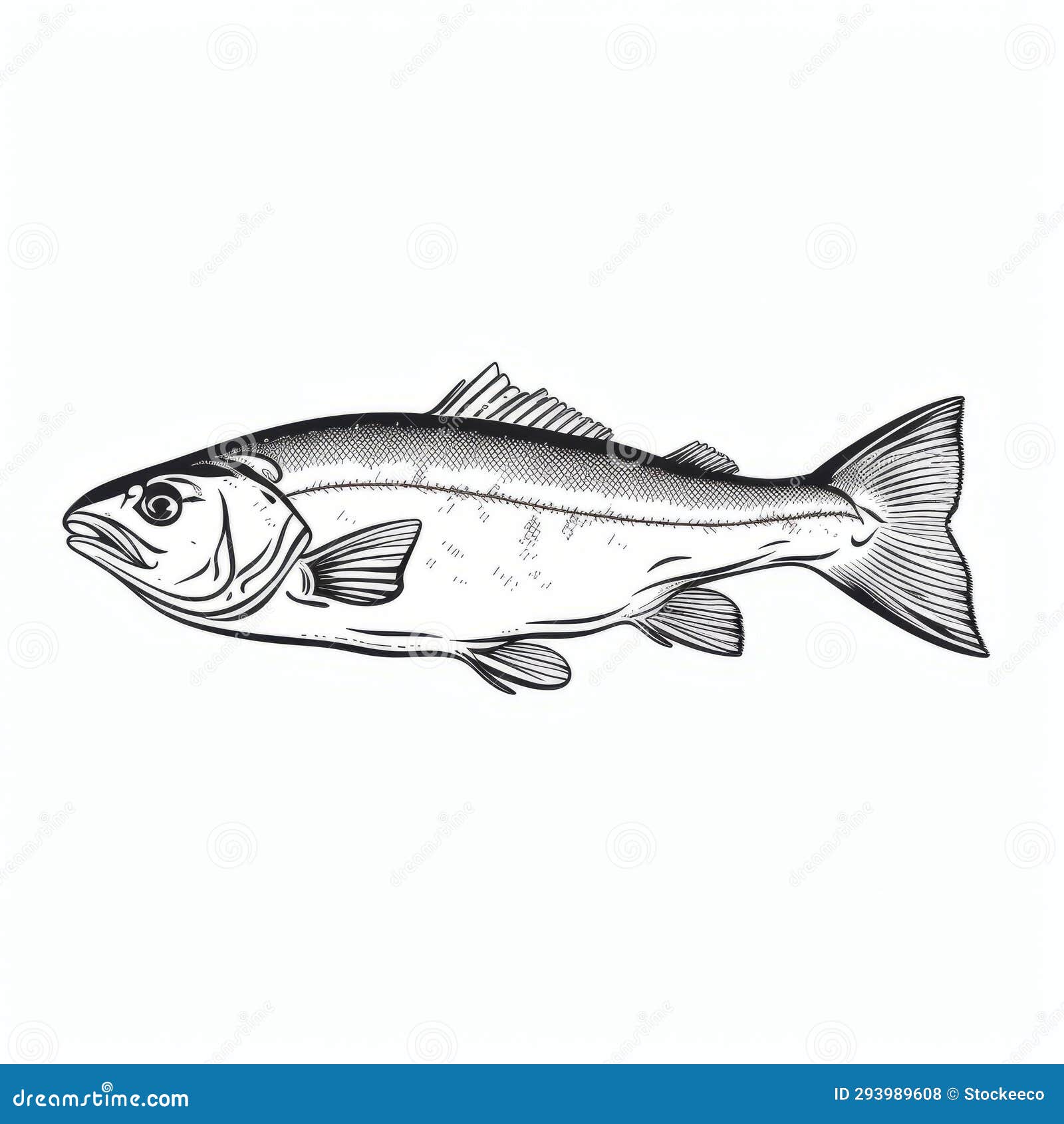 Haddock Line Art, Haddock Vector, Haddock Illustration, Haddock Drawing ...