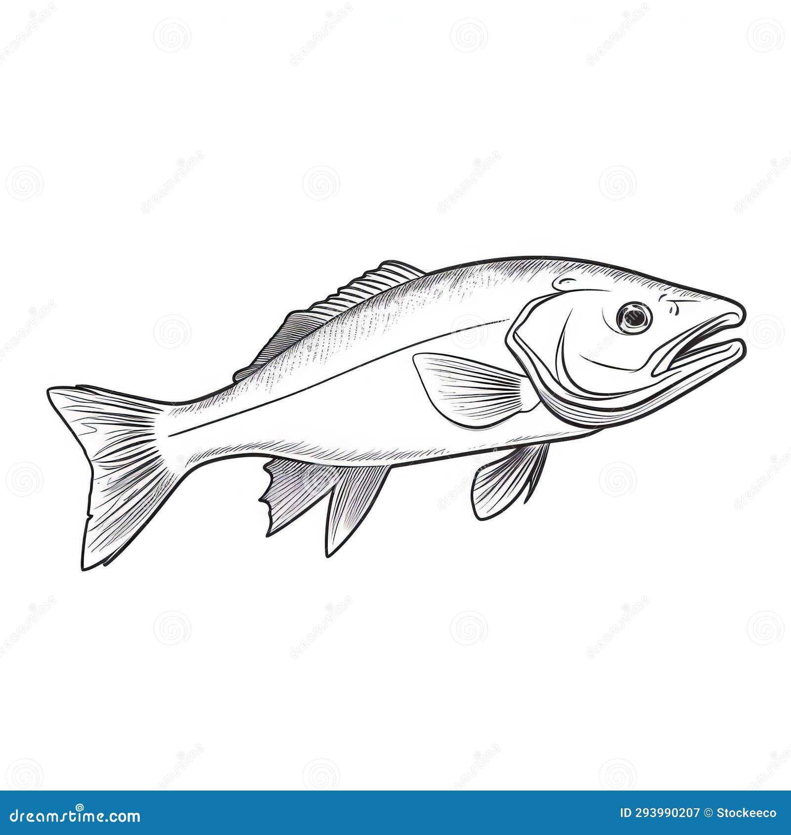 High-contrast Fish Illustration on White Background Stock Illustration ...