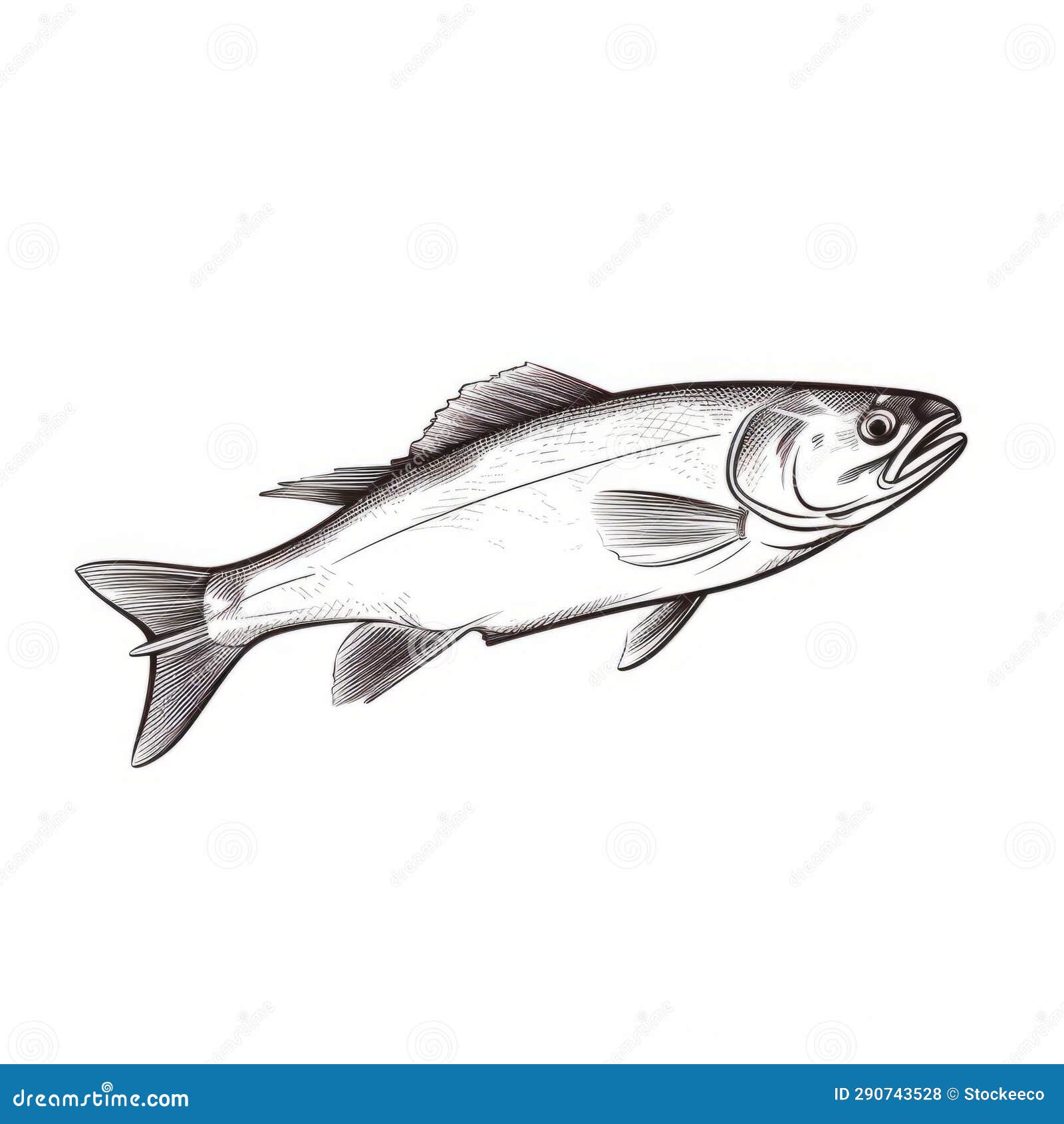 High-contrast Fish Drawing on White Background - Unique Editorial ...