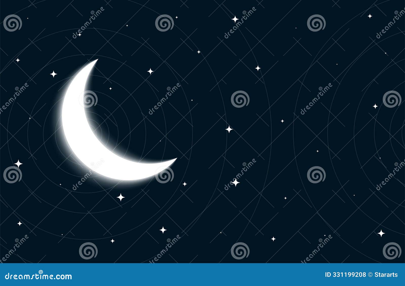 Realistic Half Moon and Starry Midnight Background Design Stock ...