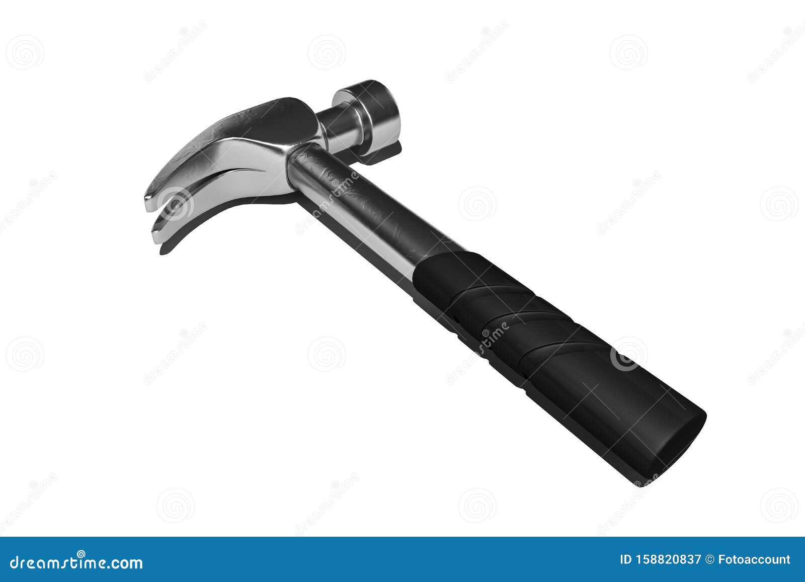 Realistic Hammer with Black Grip Isolated on White Background Stock ...