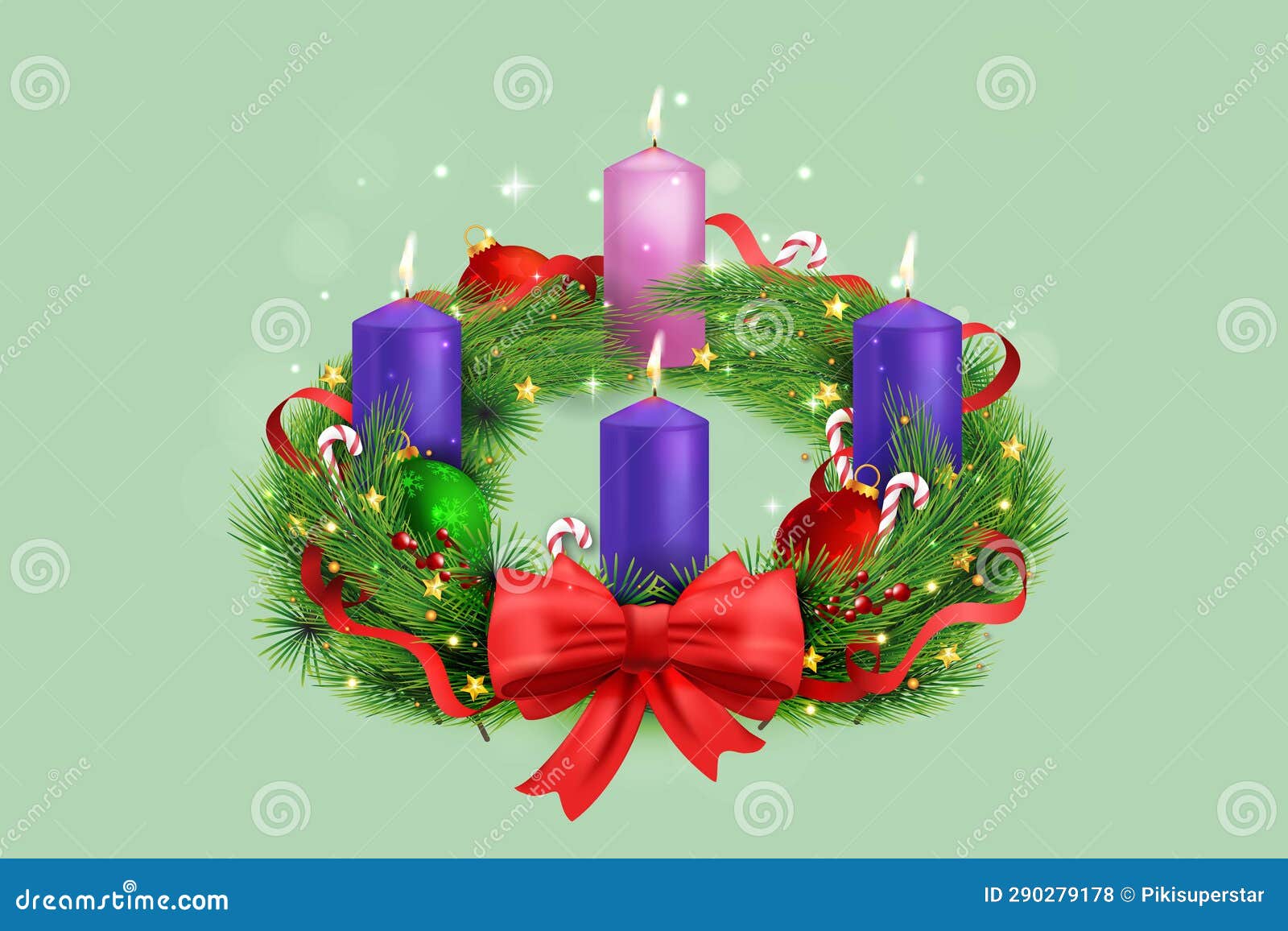 Realistic Hand Drawn Advent Wreath Vector Design Illustration Stock ...