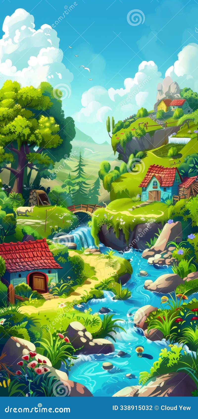 Realistic Hand-drawn Cartoon Scene with High-detail Elements. Stock ...