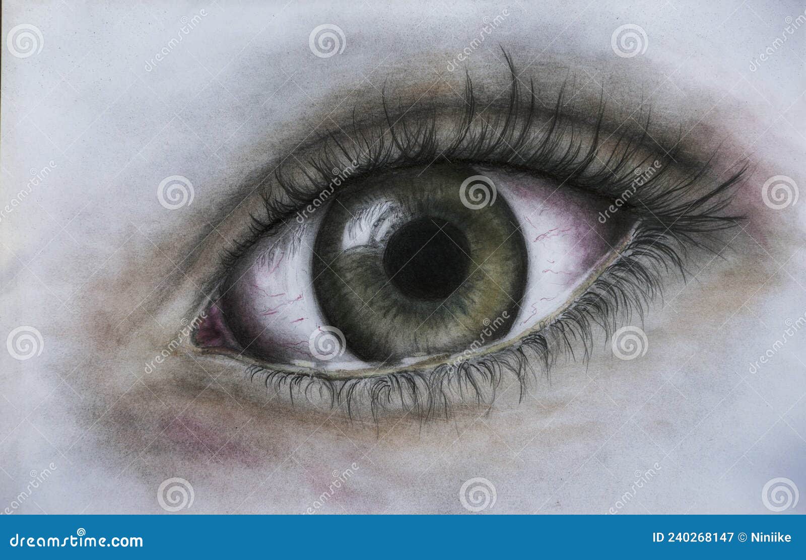 Realistic Hand Drawn Colored Eyes Stock Image - Image of beauty, color ...