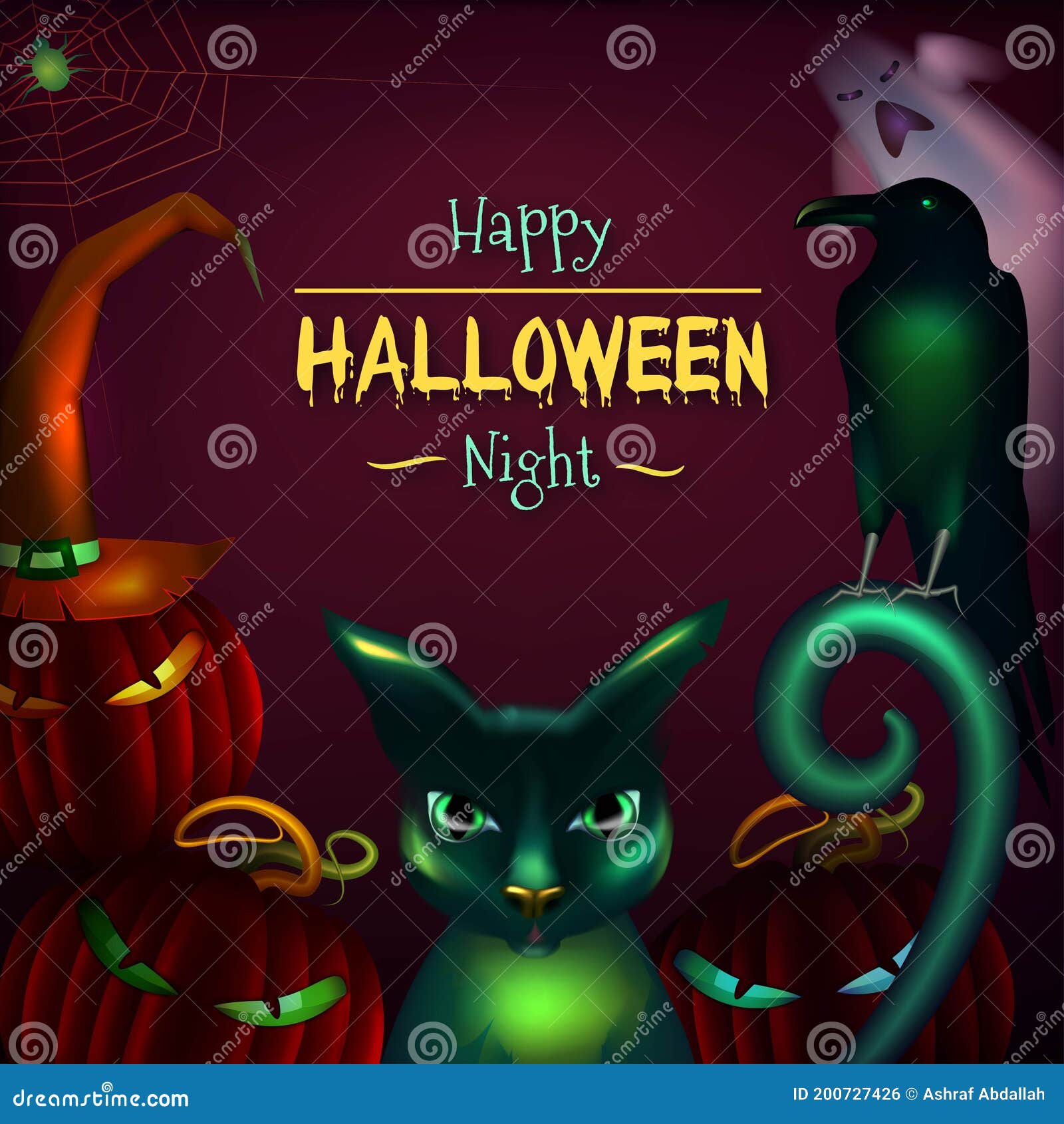 Realistic Hand Drawn Design Halloween Frame Vector Stock Vector ...