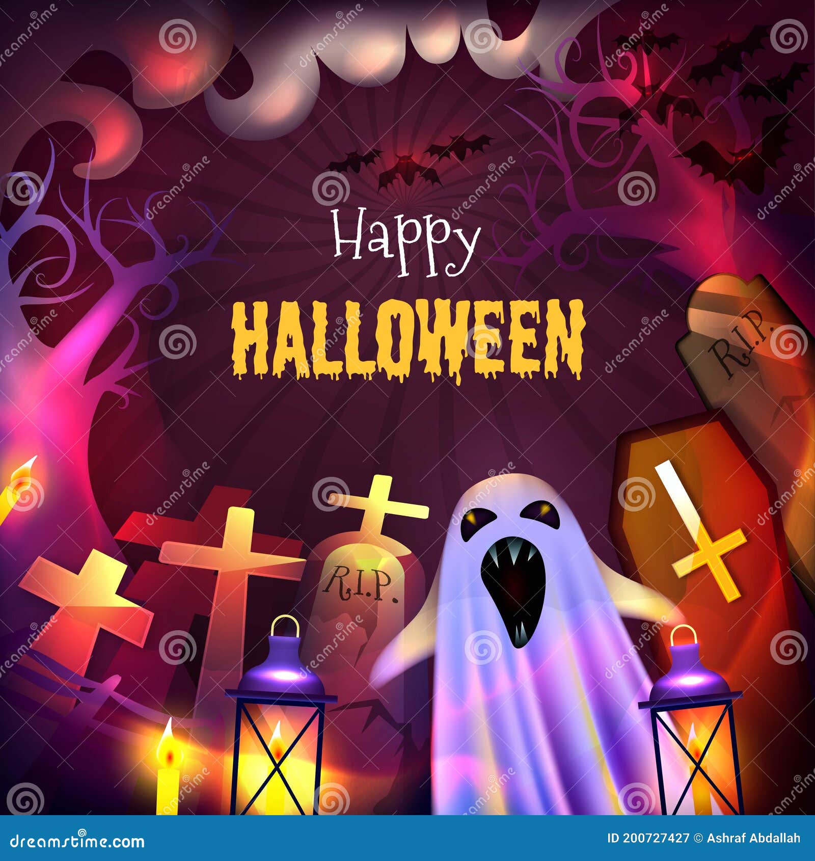 Realistic Hand Drawn Design Halloween Frame Vector Stock Vector ...