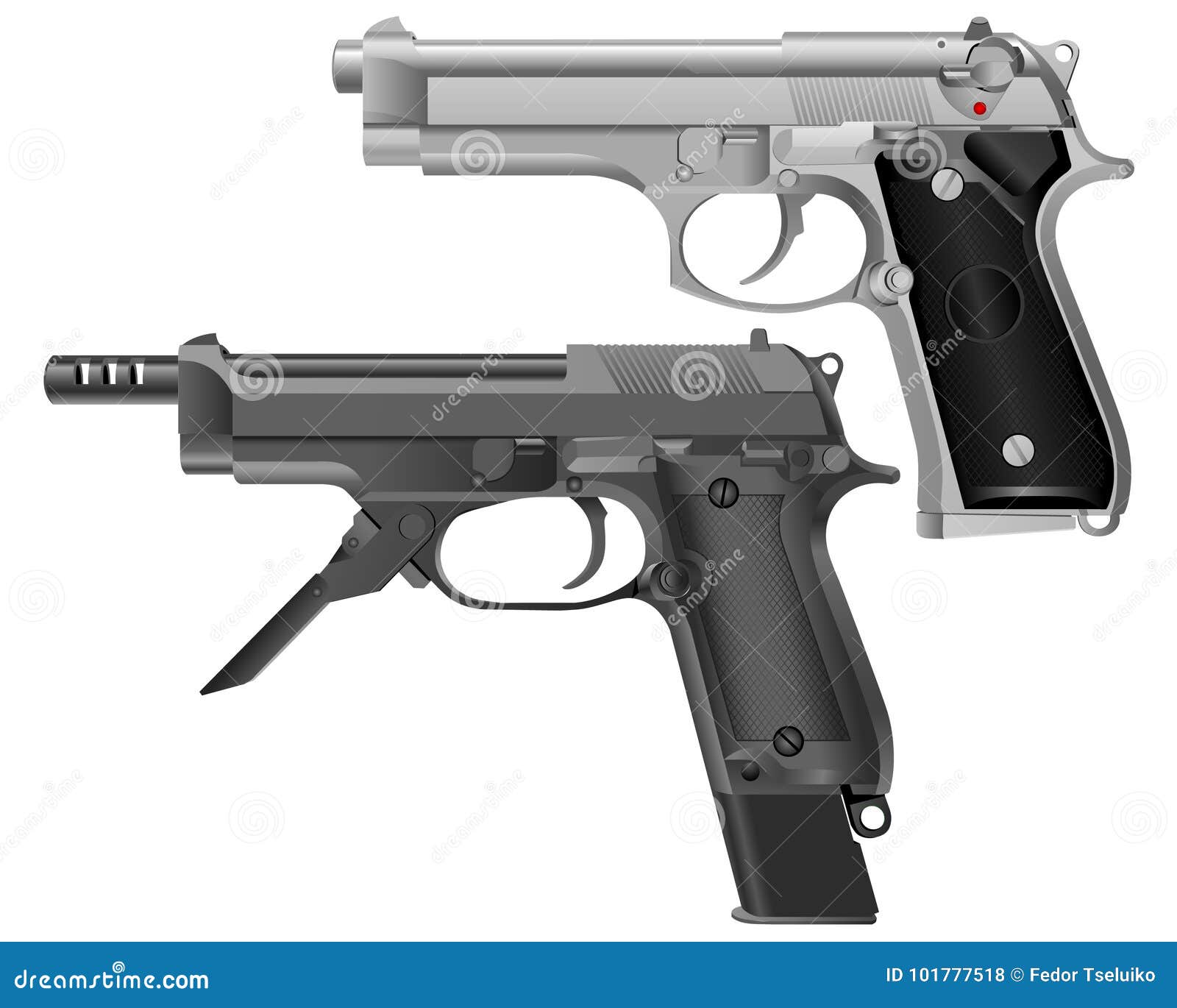 Realistic hand gun stock vector. Illustration of shooting - 101777518