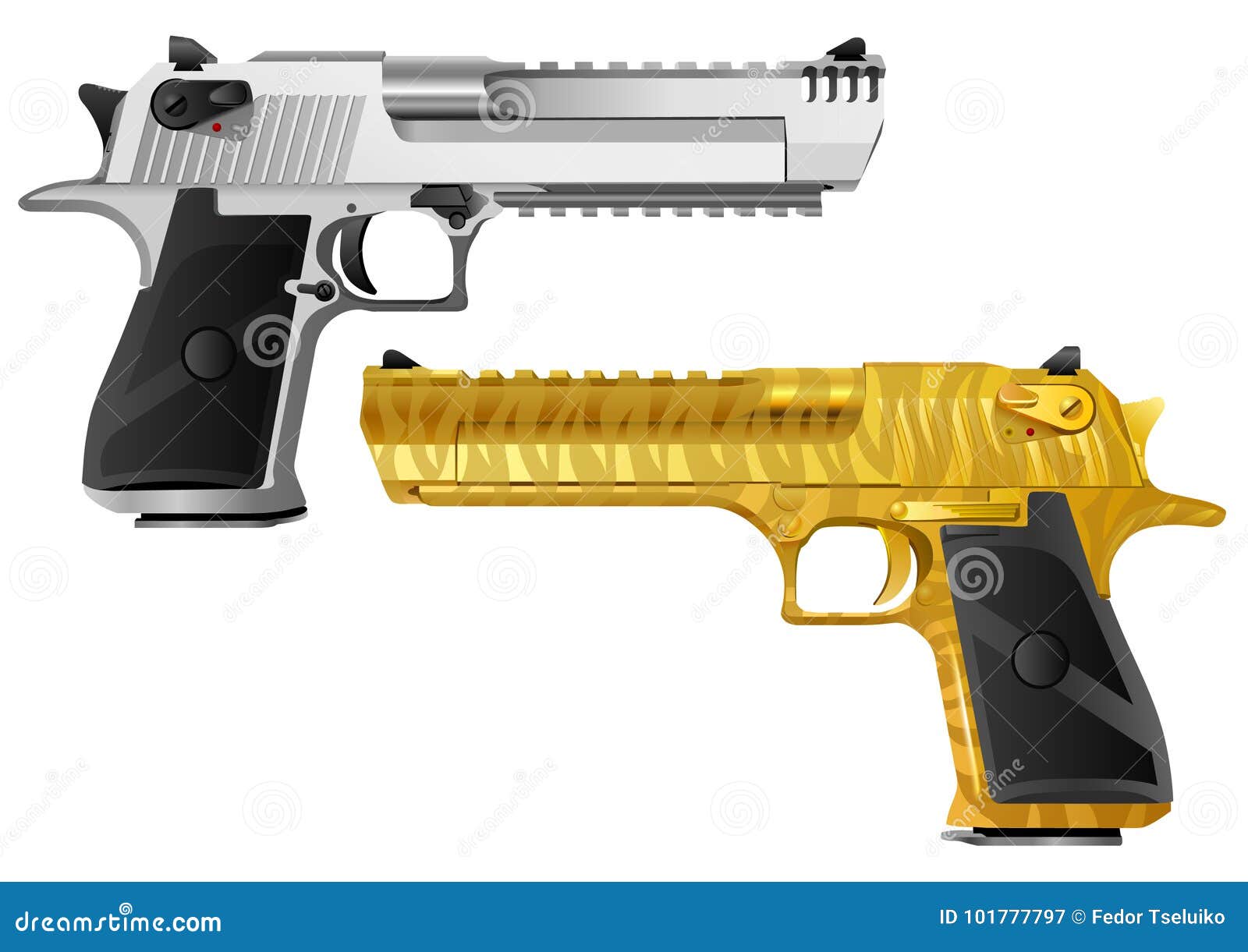 Realistic hand gun stock vector. Illustration of steel - 101777797