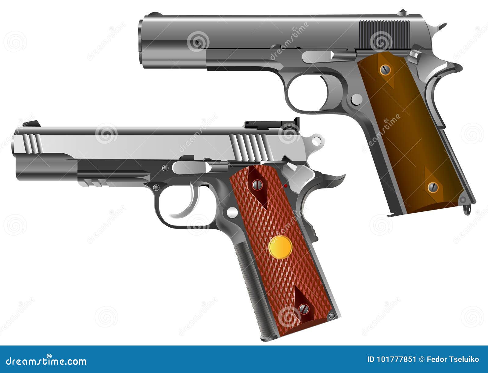 Realistic hand gun stock illustration. Illustration of army - 101777851