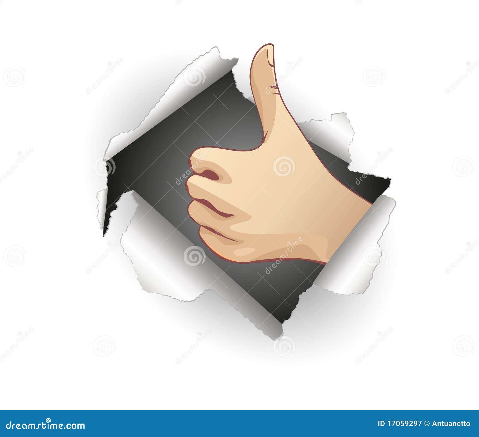 Realistic Hand and Hole in a Paper Stock Vector - Illustration of thumb ...