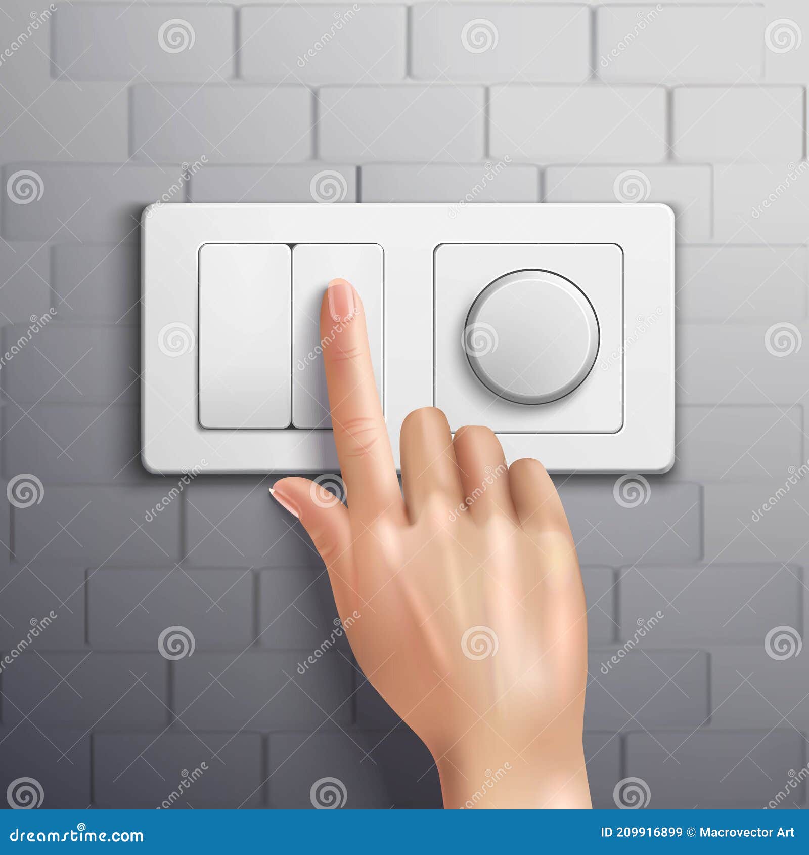 Realistic Hand Pressing Switch Stock Vector - Illustration of ...