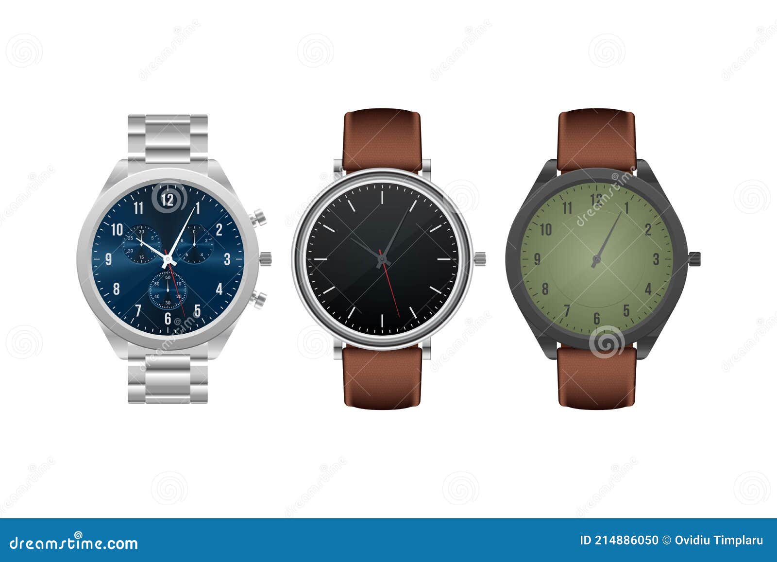 Realistic Hand Watch Vector Illustration Stock Illustration ...