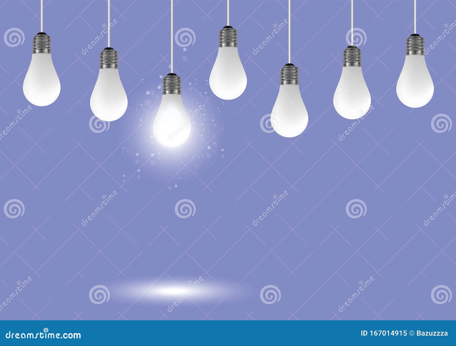Realistic Hanging Light Bulbs, Creative Concept Vector Illustration ...