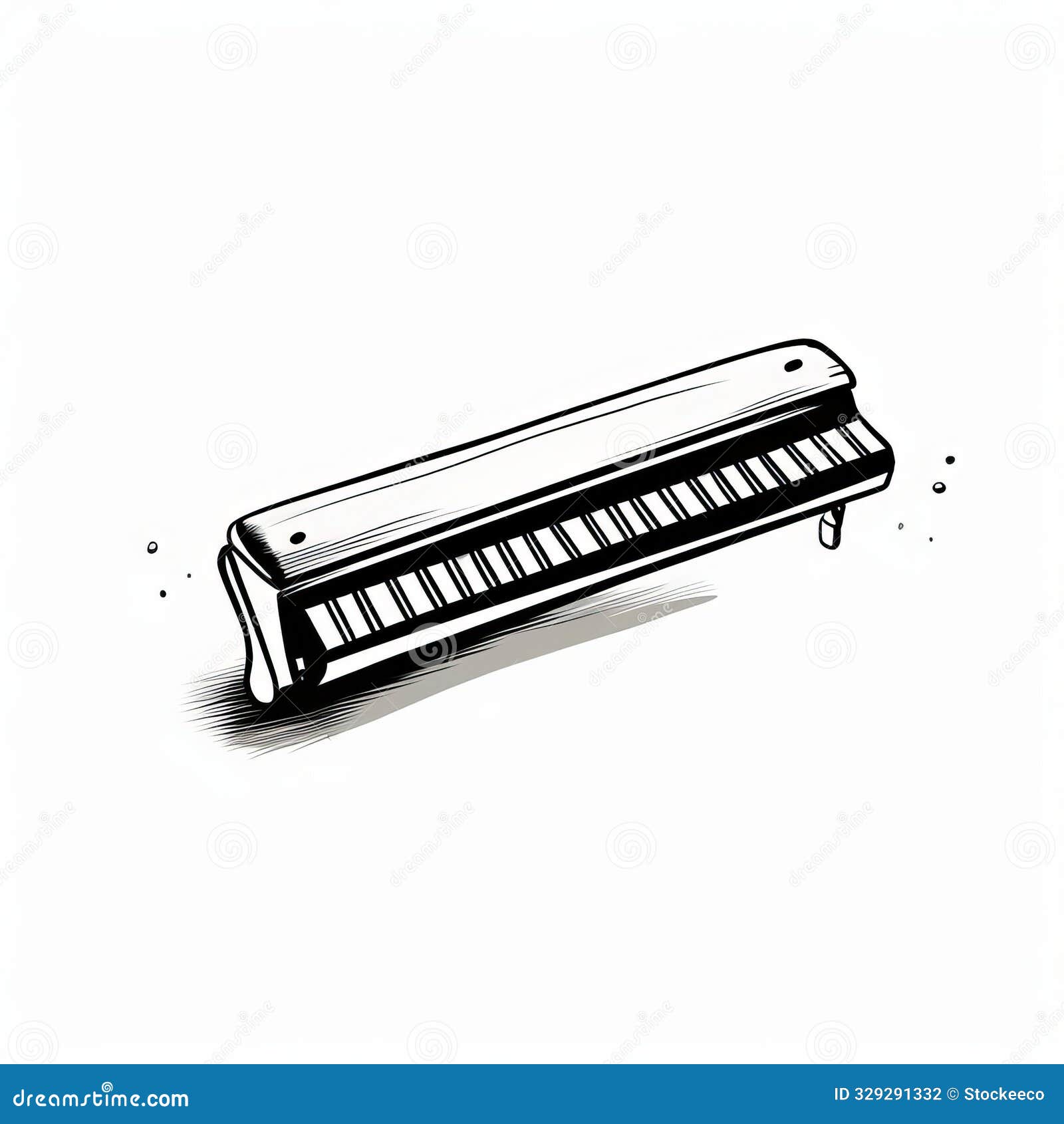 Realistic Harmonica Illustration in Single Line Drawing Style Stock ...