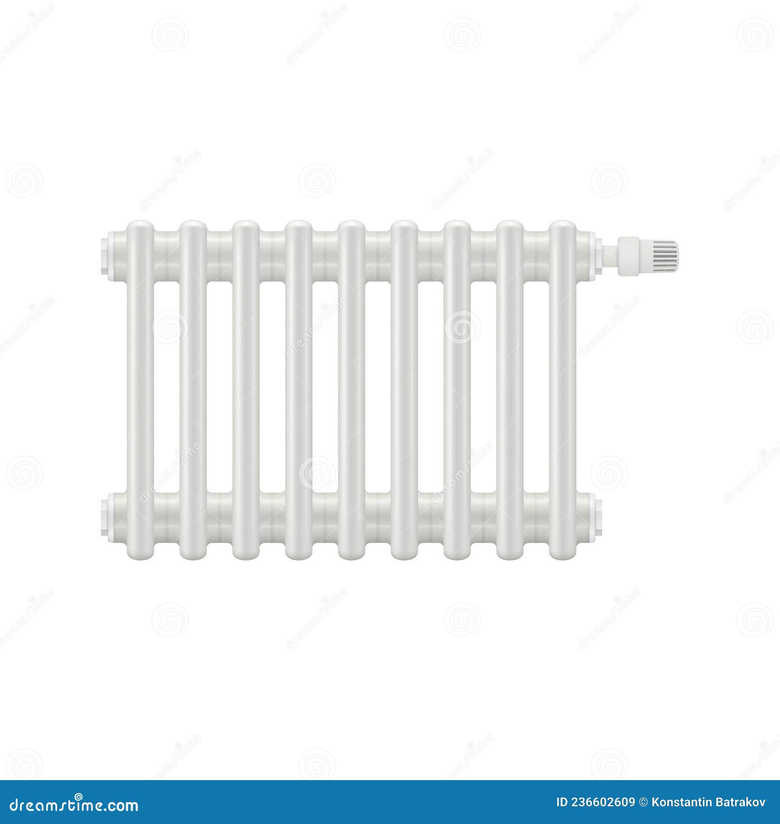 3D Realistic Heating Radiator On White Wall Cartoon Vector ...