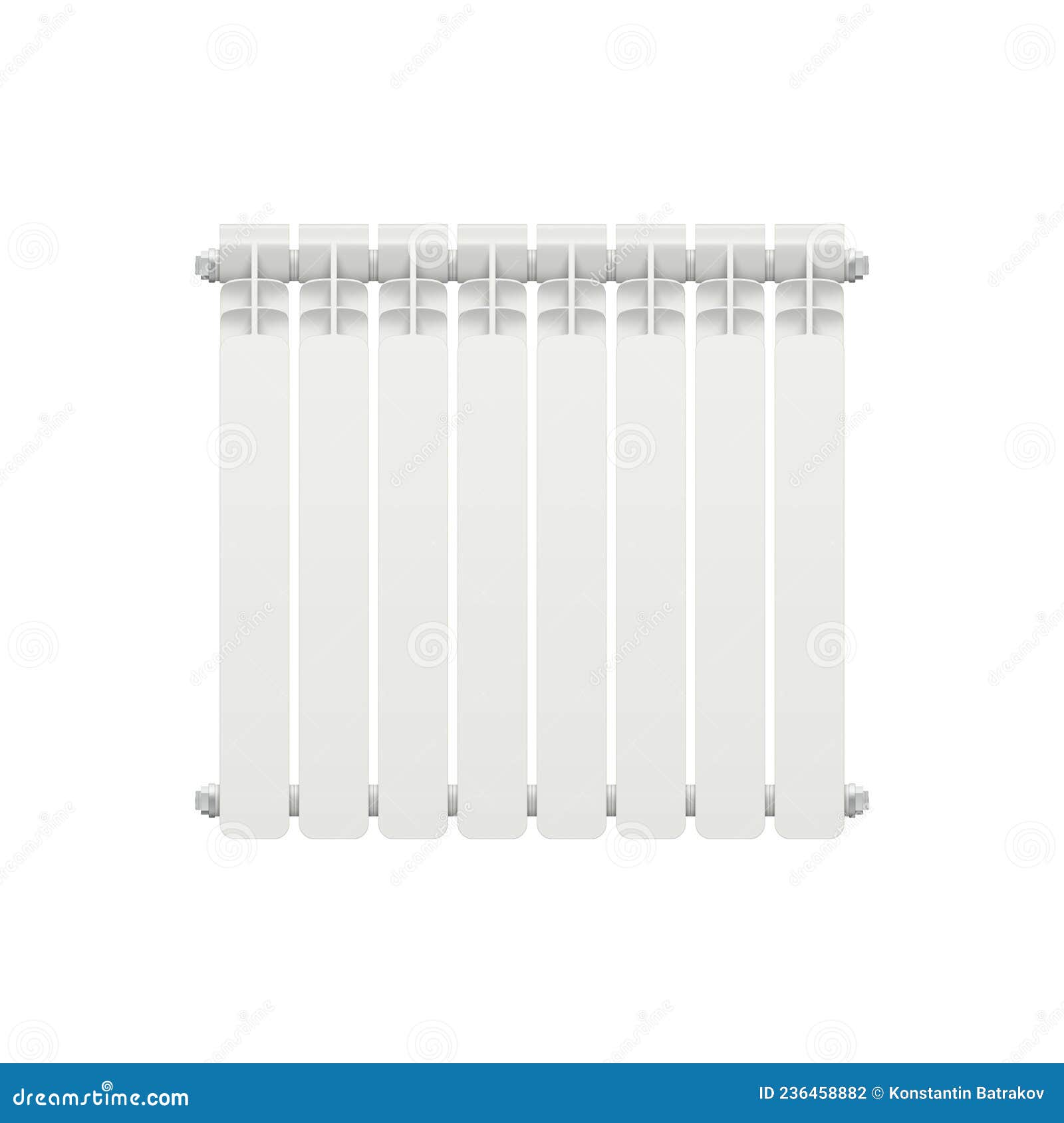 3D Realistic Heating Radiator On White Wall Cartoon Vector ...