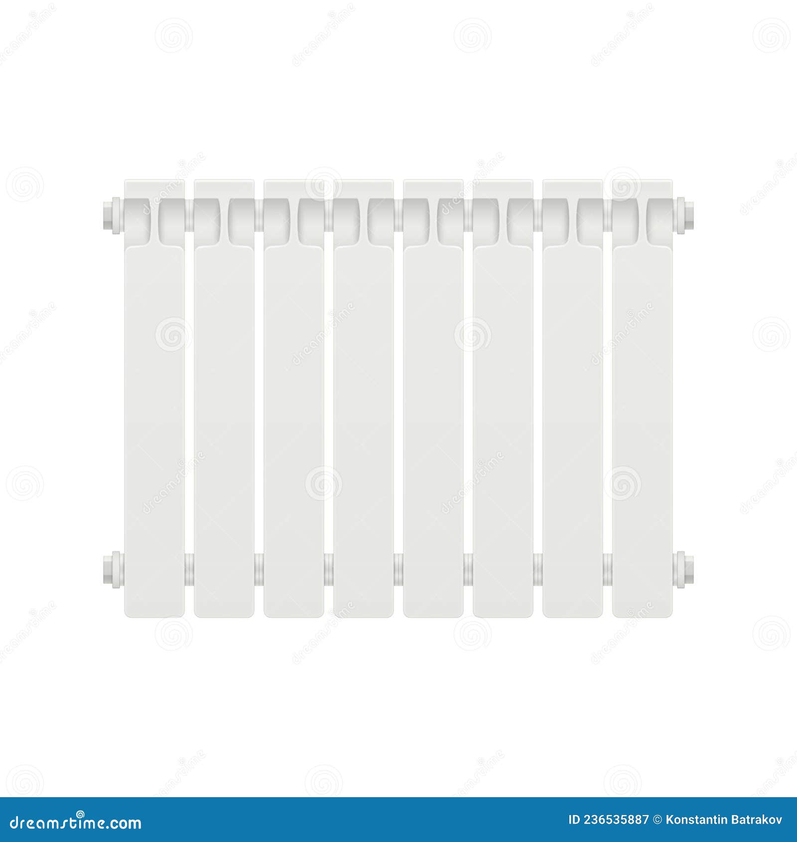 3D Realistic Heating Radiator On White Wall Cartoon Vector ...