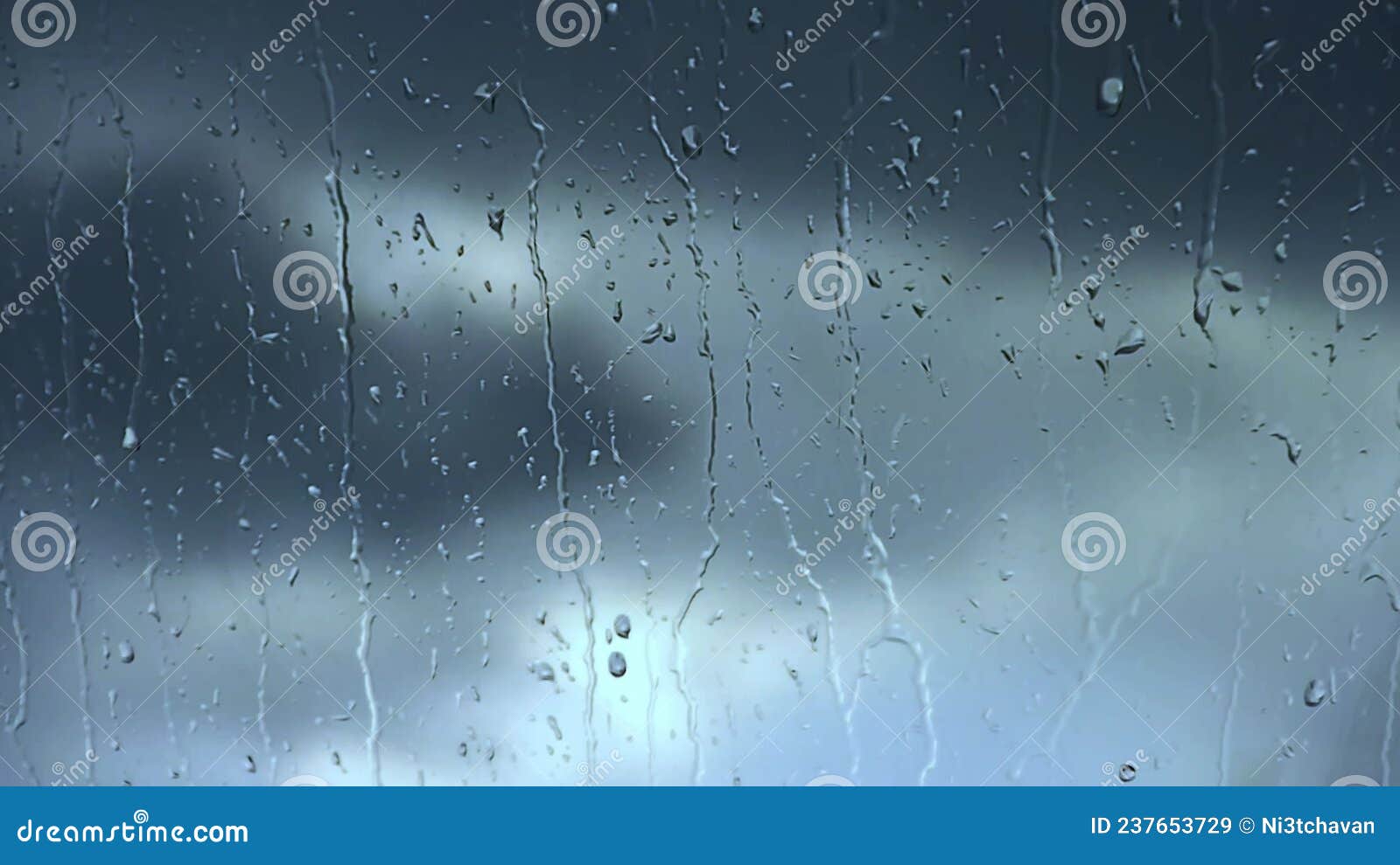 Realistic Heavy Rain Droplets Falling on Window Glass Surface. Rain ...