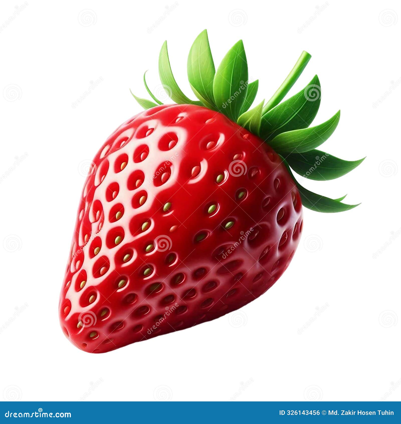 A Realistic High-definition Image of a Single Ripe, Red Strawberry on a ...