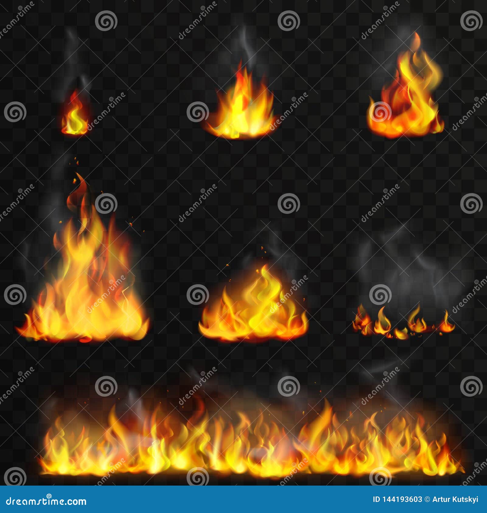 Realistic High Detailed Vector Fire Flames Set. Stock Vector ...